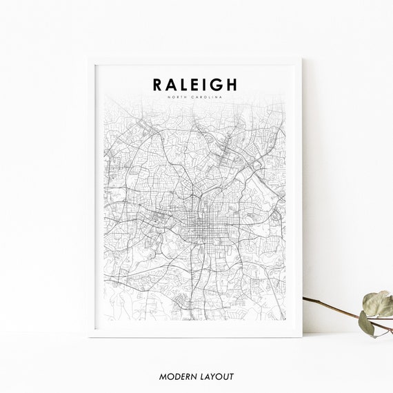 Downtown Raleigh NC Map Print North Carolina USA Map Art - Etsy