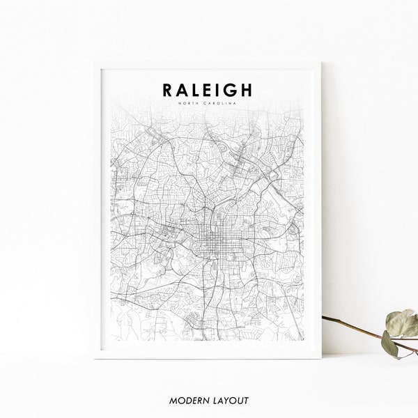 Printable Map Raleigh Nc - Etsy
