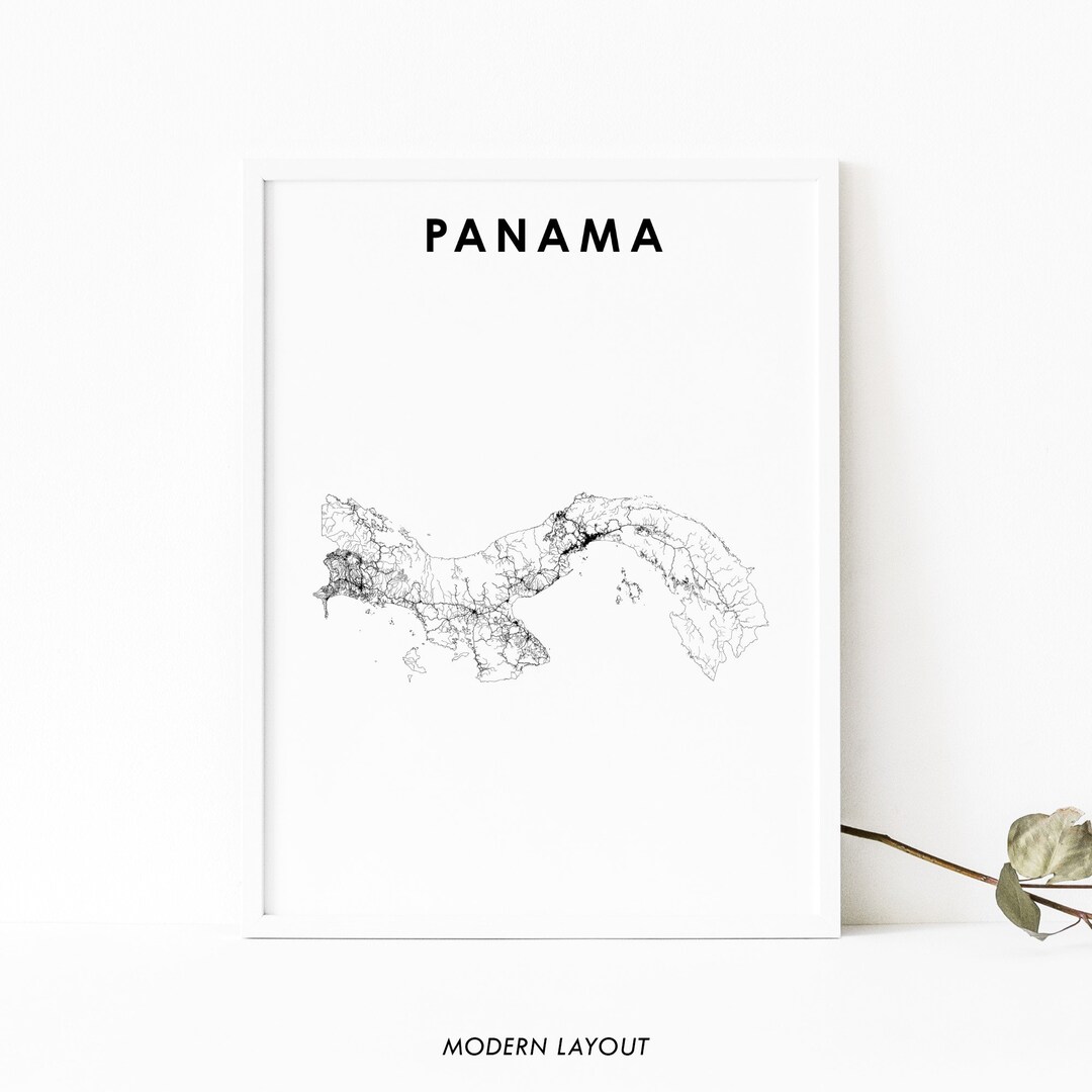 Panama Map Print, Road Map Art Poster, Panamá Costa Rica Panama City ...
