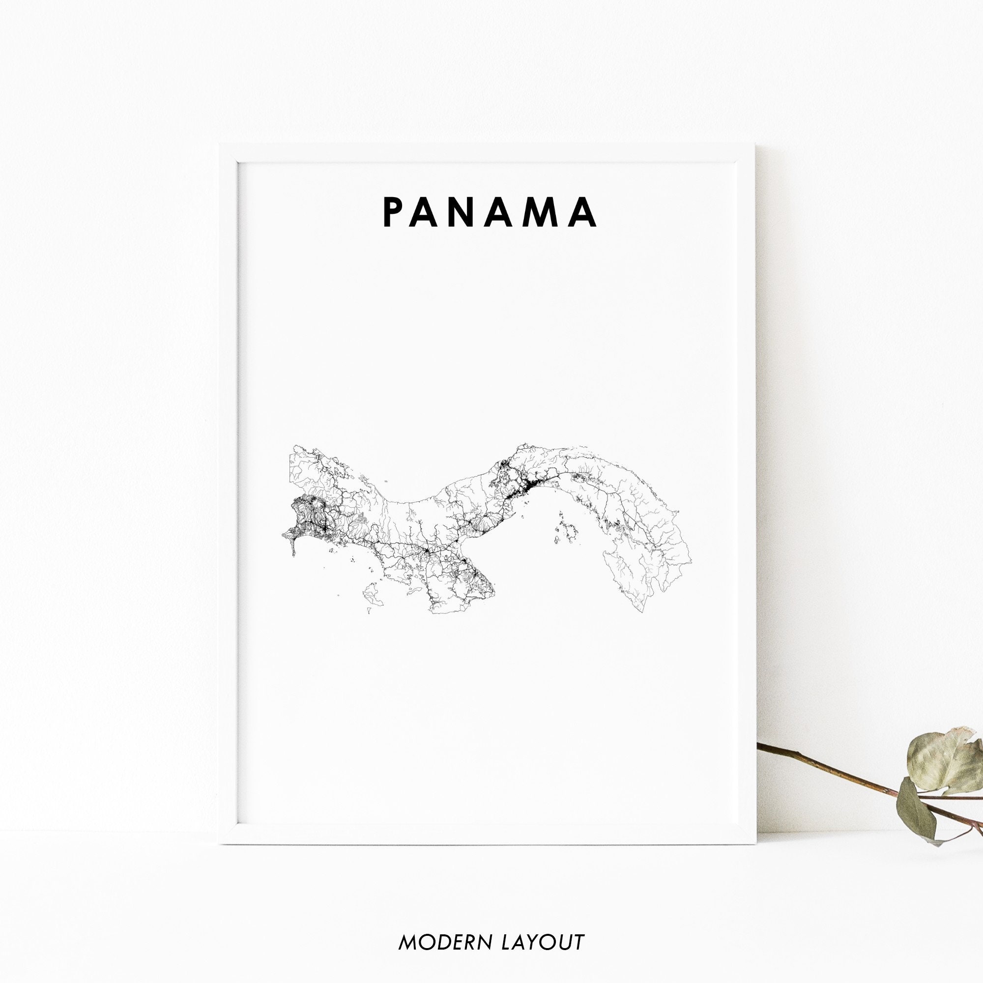 Panama Map Print Road Map Art Poster Panamá Costa Rica | Etsy