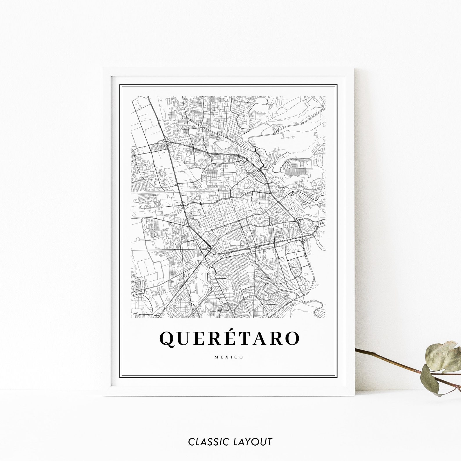 Queretaro Mexico Map Print, Map Art Poster, Santiago De Querétaro ...