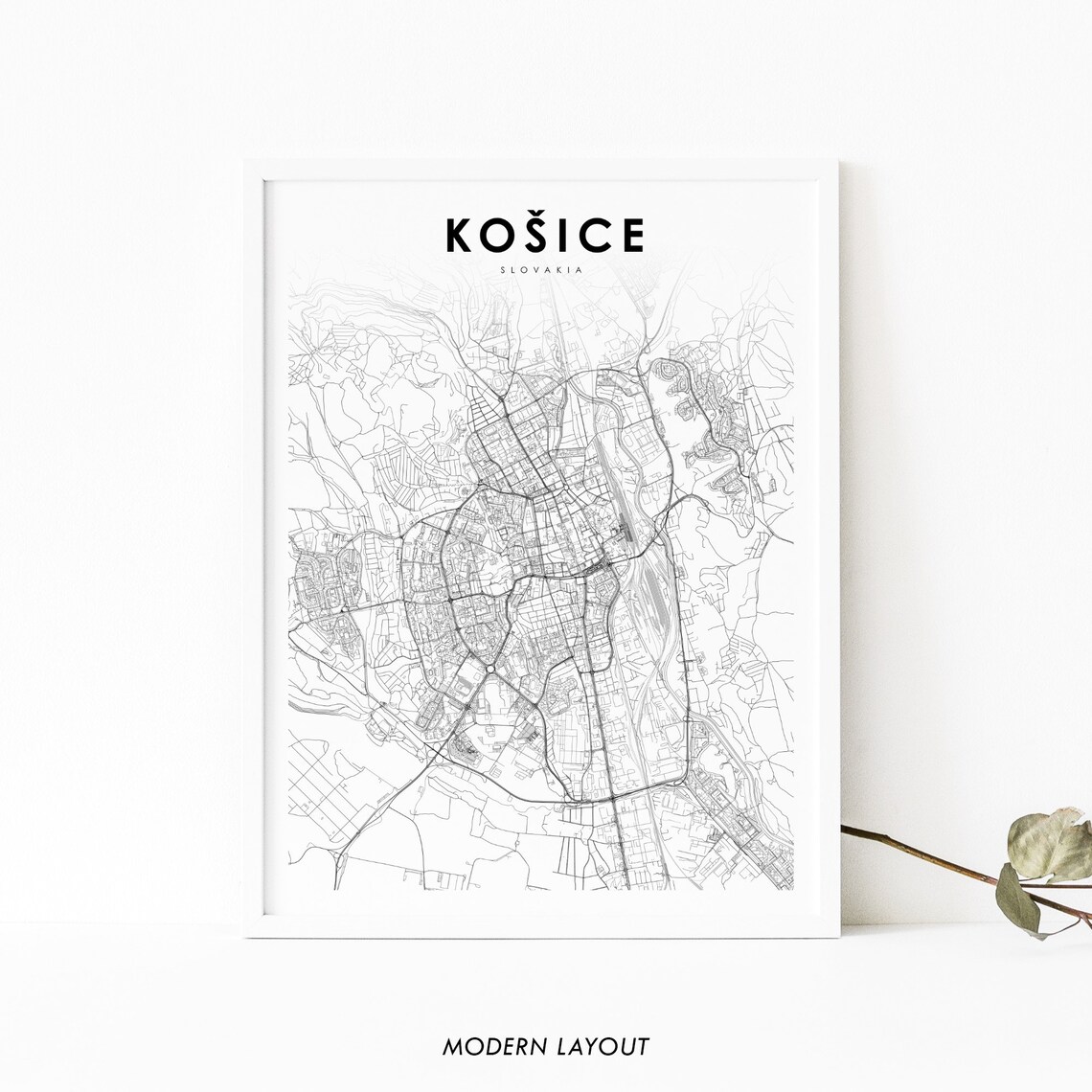Kosice Slovakia Map Print, Map Art Poster, Košice Kassa Kaschau, City ...