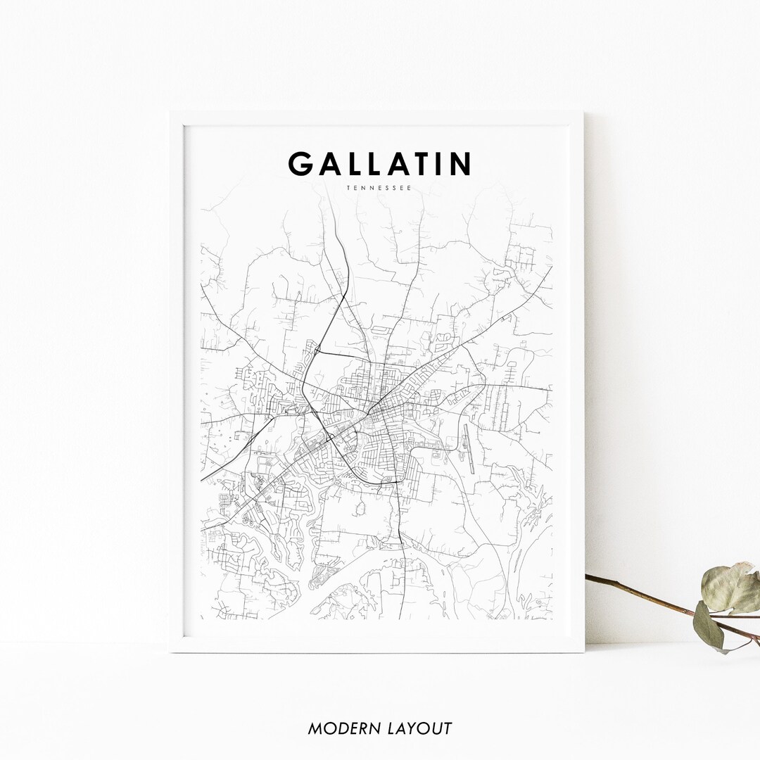 Gallatin TN Map Print, Tennessee USA Map Art Poster, Summer County ...