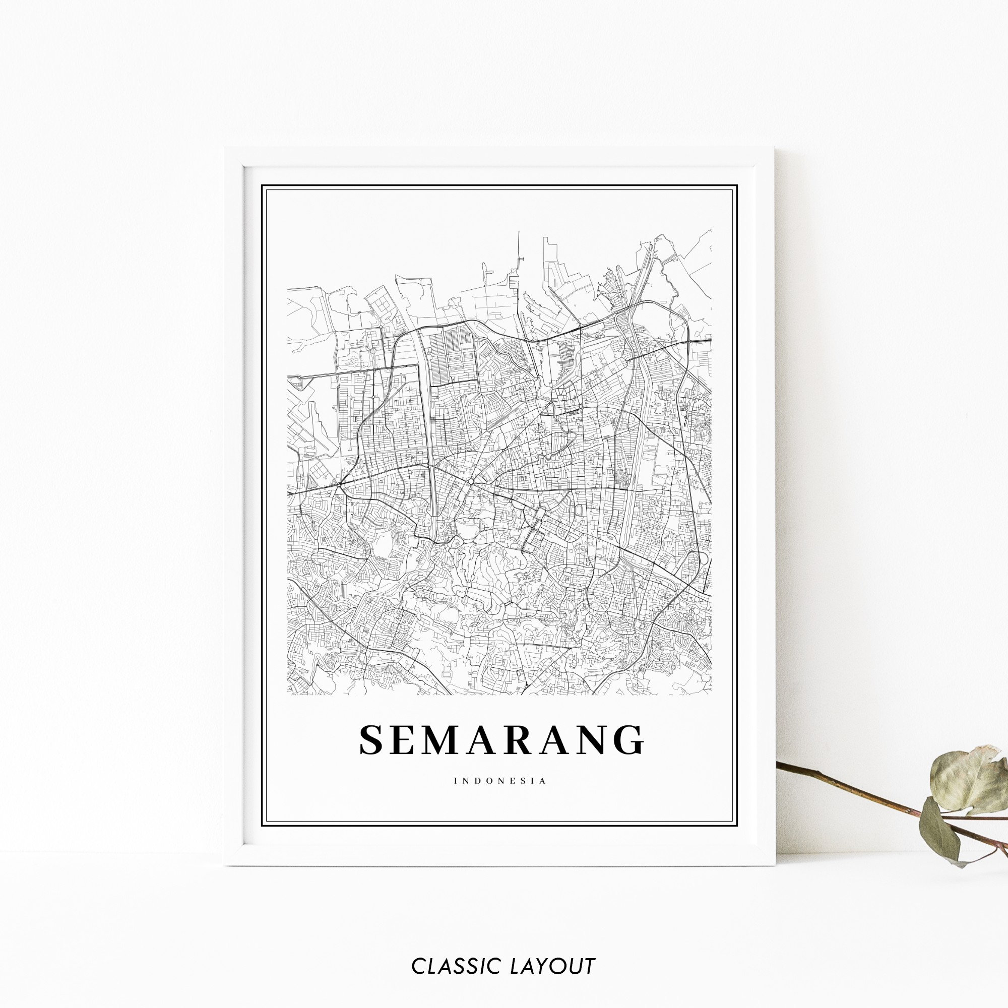 Semarang Indonesia Map Print Map Art Poster Java Samarang | Etsy