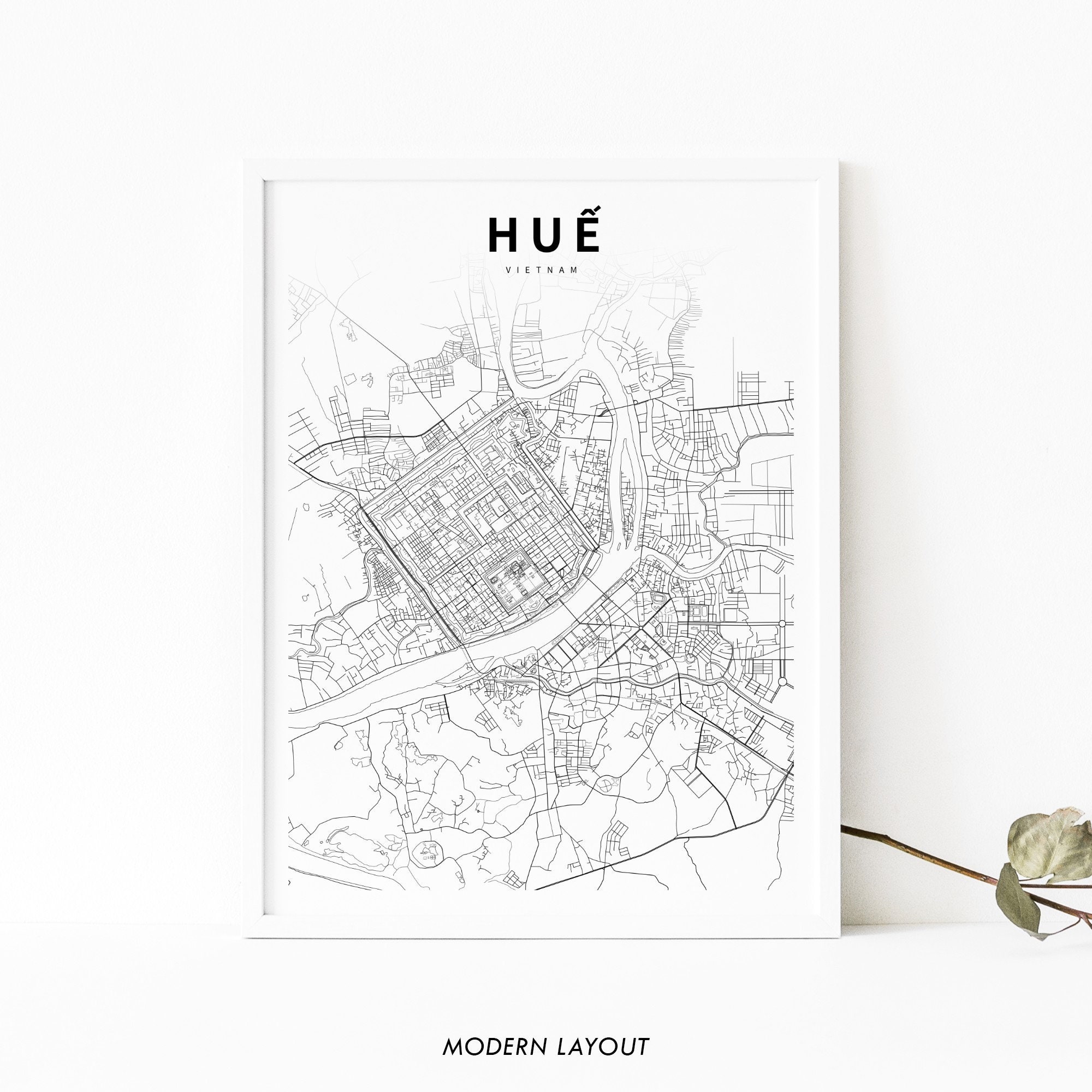 Hue Vietnam Map Print Viet Nam Map Art Poster Huế Thành Phố - Etsy ...