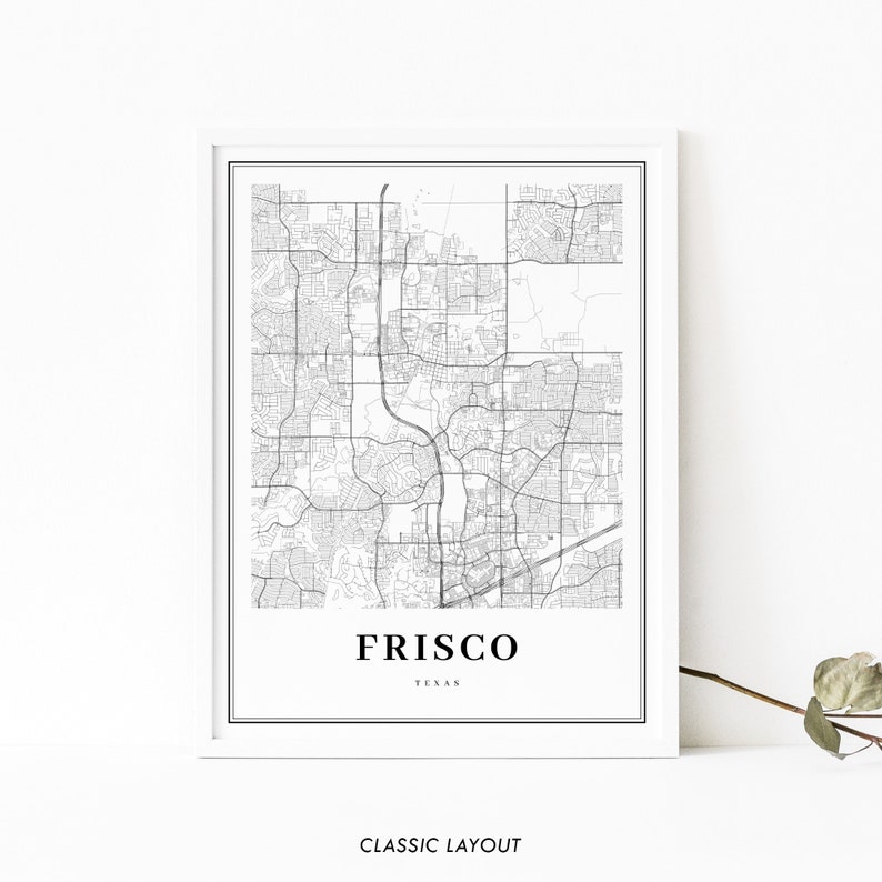Frisco Map Print, Texas TX USA Map Art Poster, Collin Denton, City ...