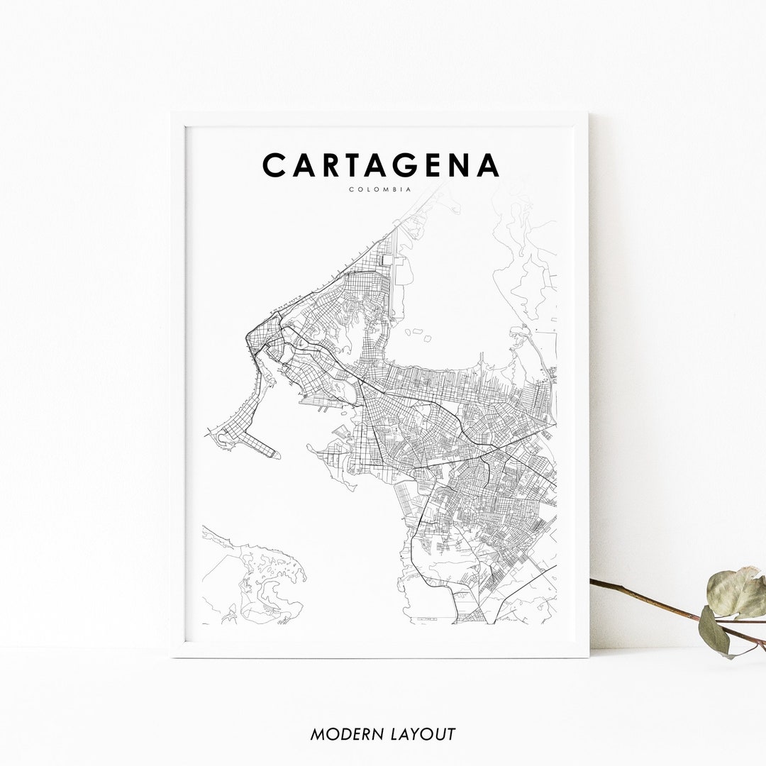 Cartagena Colombia Map Print, Map Art Poster, Cartagena De Indias, City ...