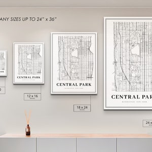 Central Park Manhattan NYC Map Print, New York USA Map Art Poster, City ...