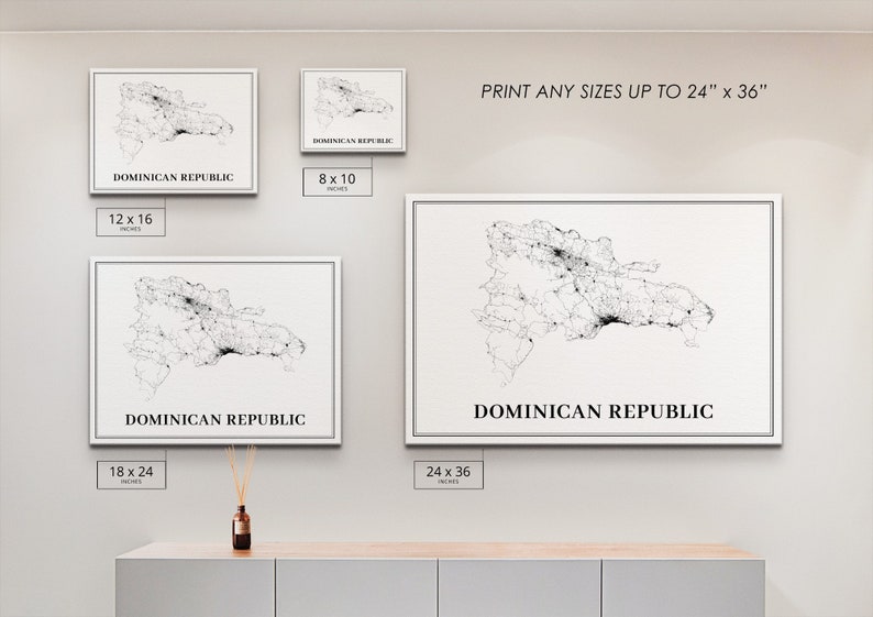 Dominican Republic Map Print, Road Map Art Poster, Dominicana Dominica ...