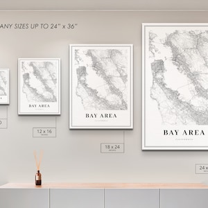 Bay Area CA Map Print, California USA Map Art Poster, South Bay City ...