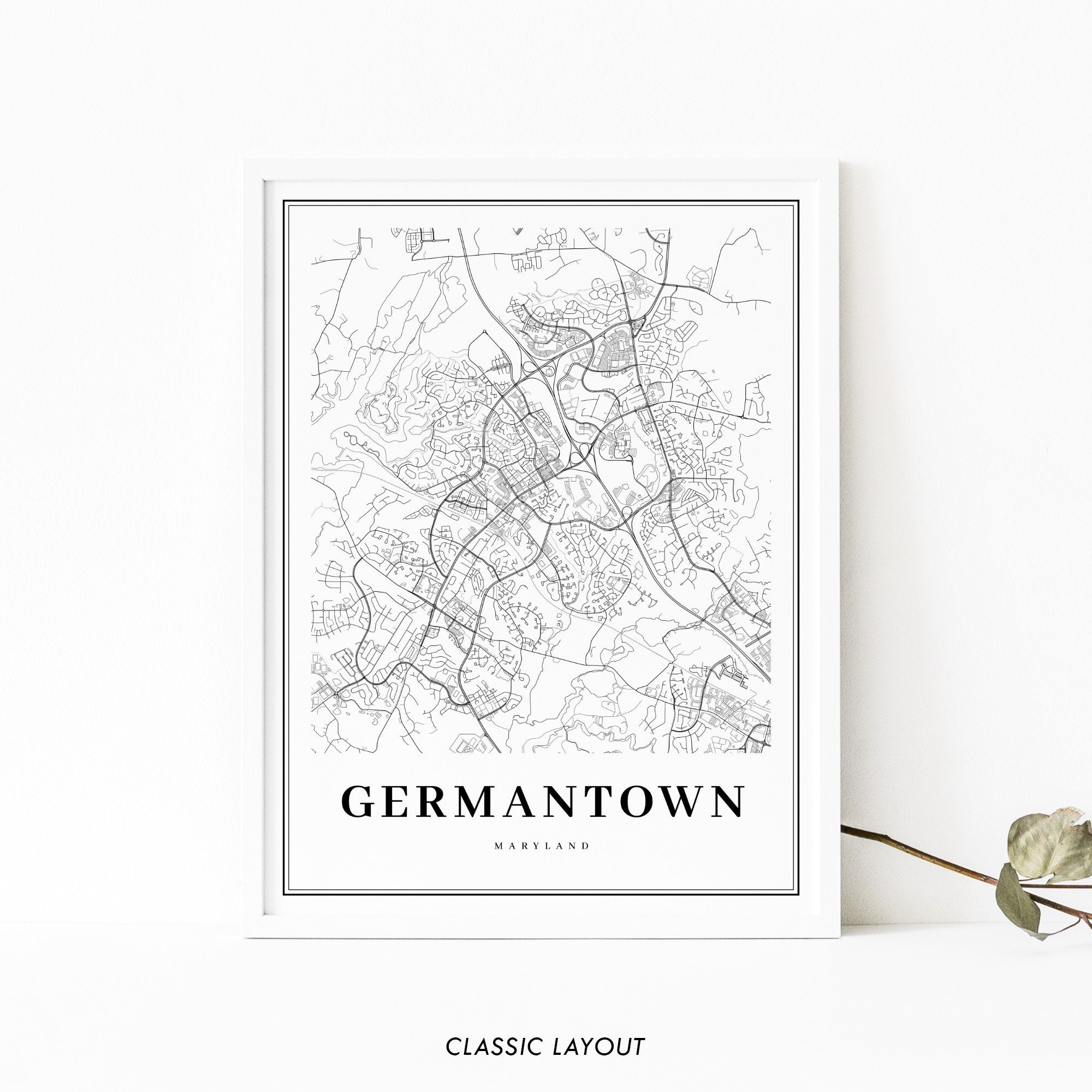 Germantown MD Map Print Maryland USA Map Art Poster - Etsy