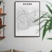 Accra Ghana Map Print, Map Art Poster, Nkran Ankara, City Street Road ...