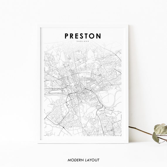 Preston England Map Print UK Map Art Poster Lancashire City | Etsy