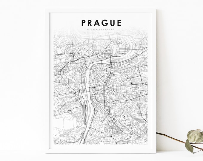 Prague Map Print Full Color Map Poster - Etsy Israel