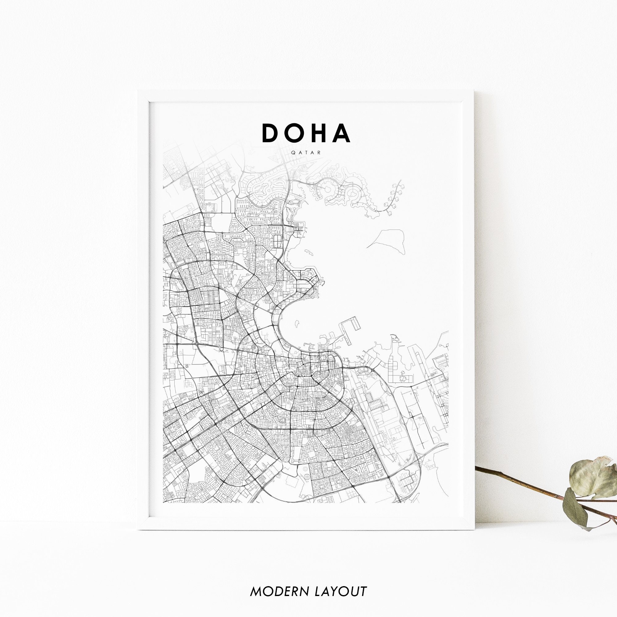 Prints Art & Collectibles Digital Prints Doha Map Doha Print Doha ...