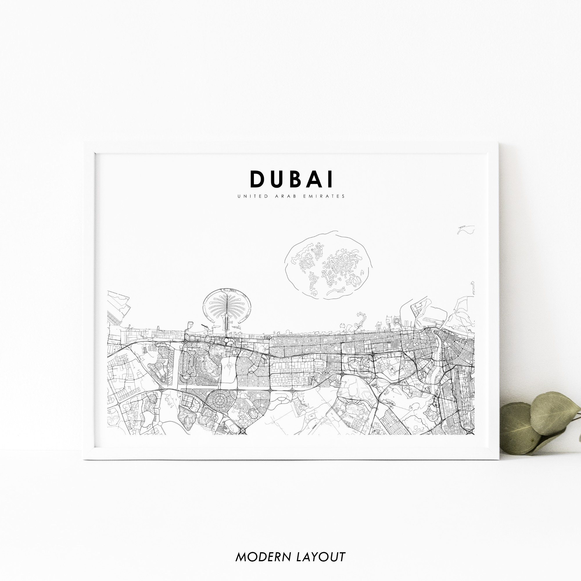Dubai UAE Map Print United Arab Emirates Map Art Poster دبي | Etsy