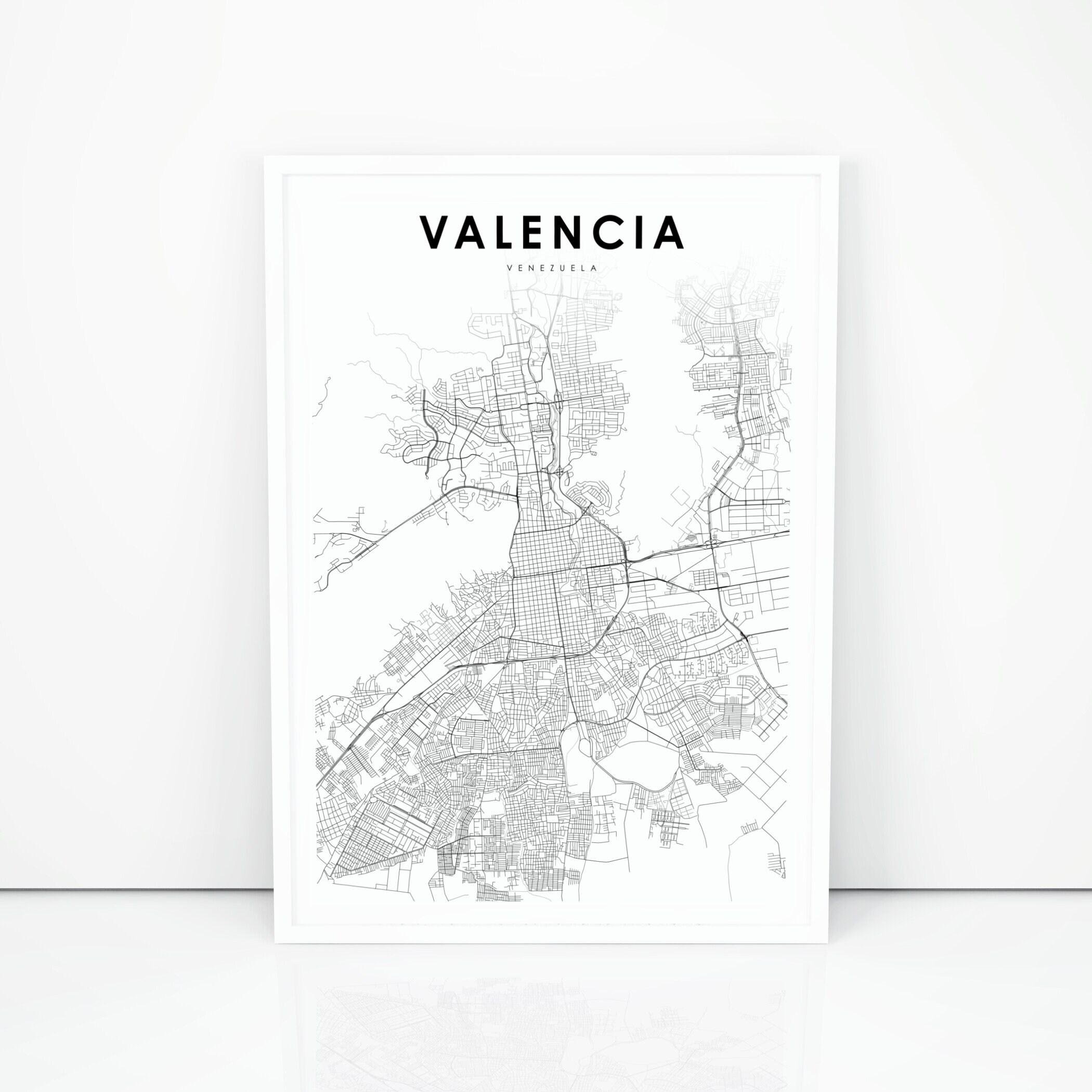 Valencia Venezuela Map Print Venezuela Map Art Poster | Etsy