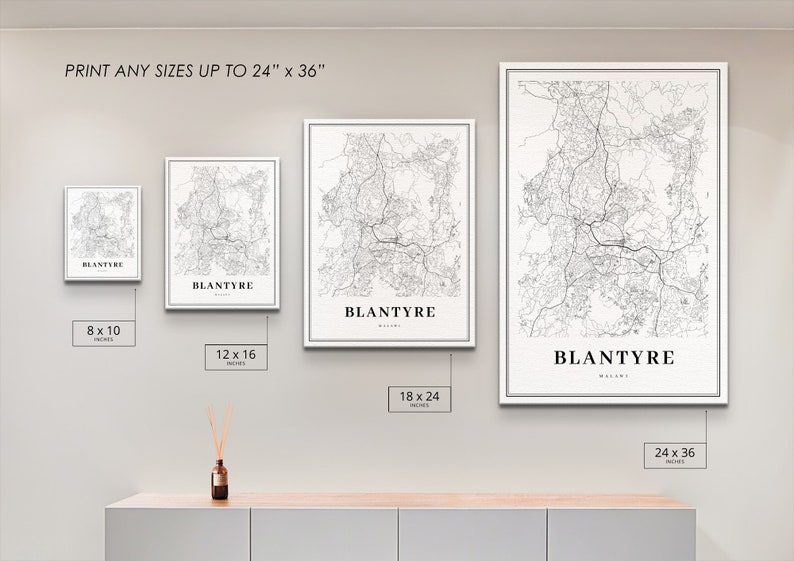 Blantyre Malawi Map Print Map Art Poster City Street Road - Etsy