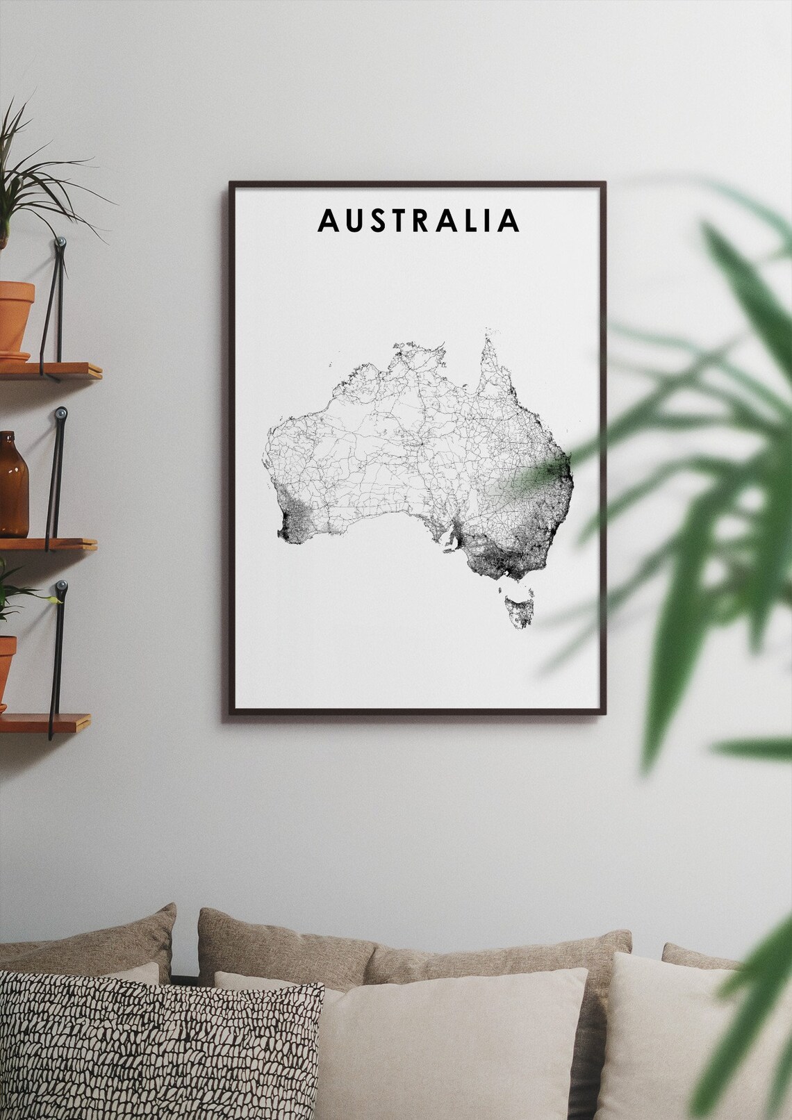 Australia Map Print, Country Road Map Art Poster, Sydney Melbourne ...