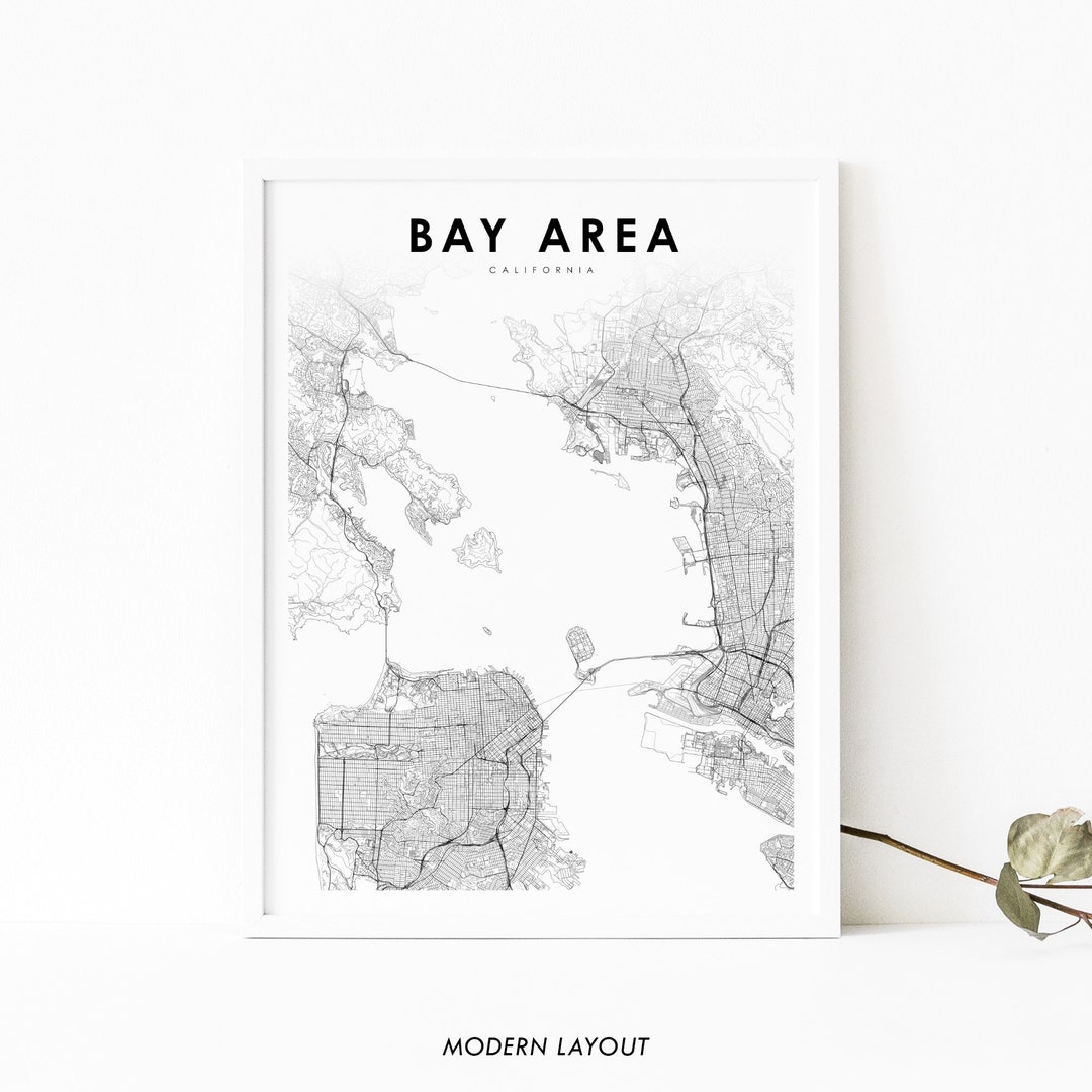 Bay Area CA Map Print, San Francisco Bay Area Road Map Print ...
