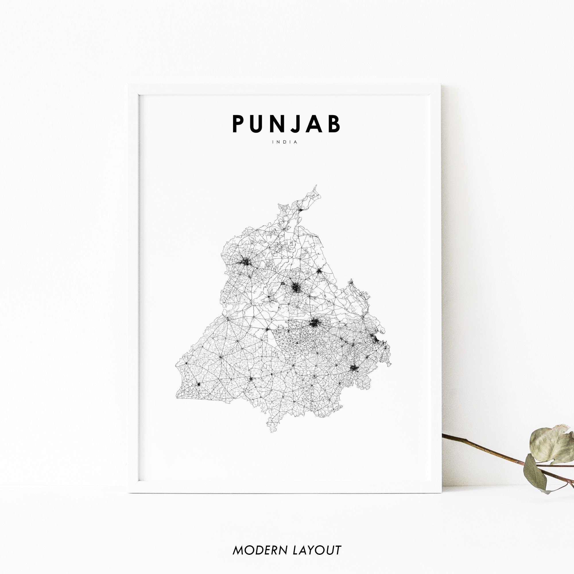Punjab India Map Print Road Map Art Poster Ludhiana | Etsy Canada
