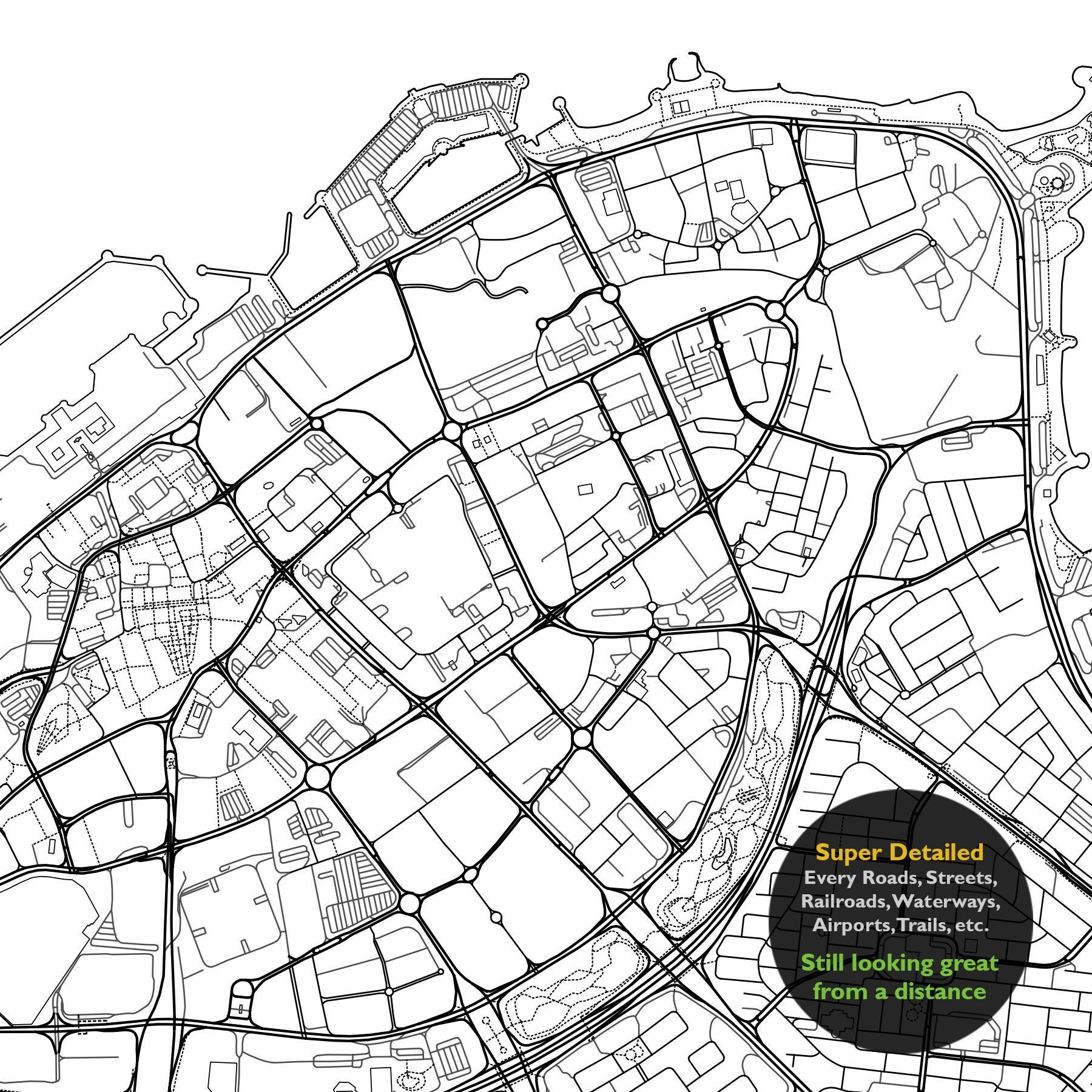 Kuwait City Map Print, Kuwait Map Art Poster, مدينة الكويت Arabian ...