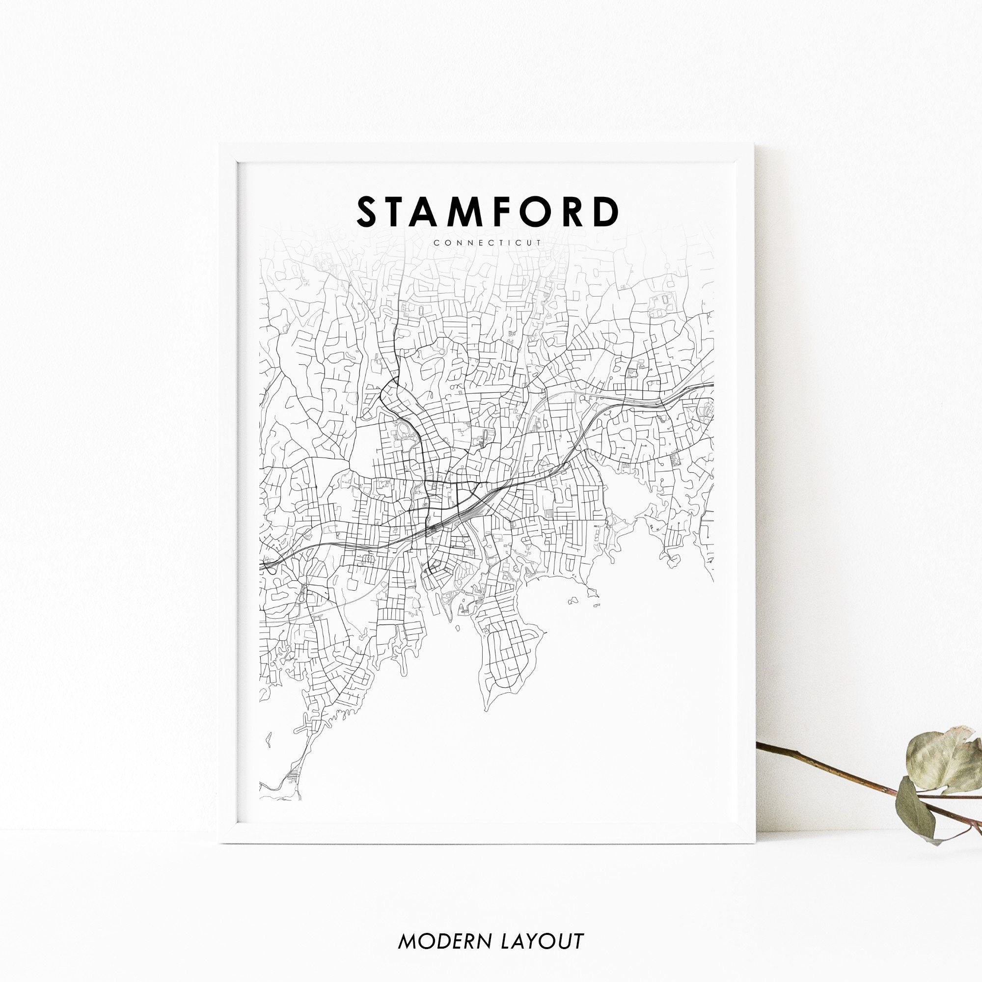Stamford CT Map Print Connecticut USA Map Art Poster | Etsy