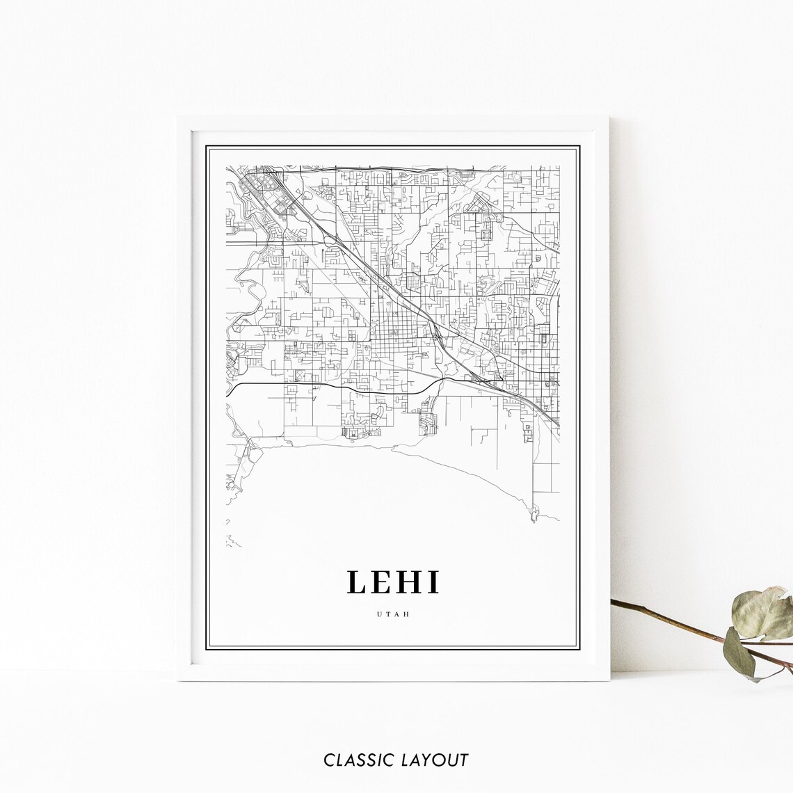Lehi UT Map Print, Utah USA Map Art Poster, Provo Orem, City Street ...