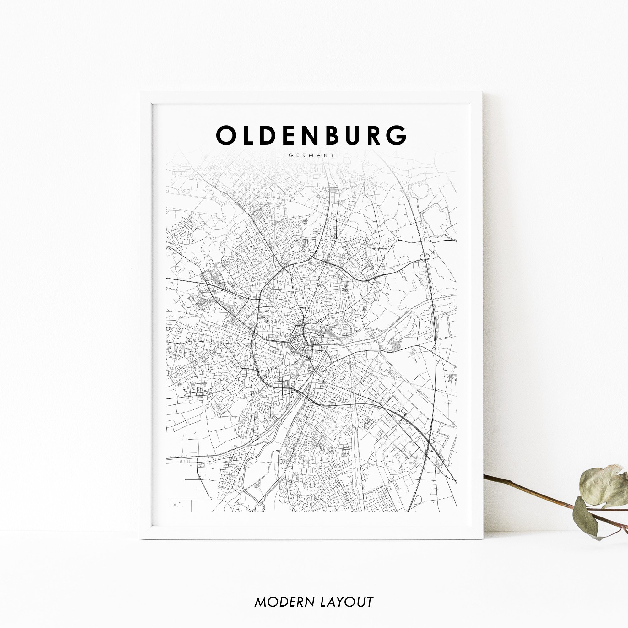 Oldenburg Germany Map Print, Map Art Poster, Oldb Lower Saxony, City ...