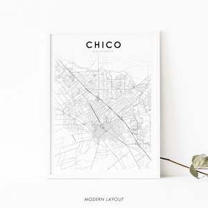 Chico CA Map Print, California USA Map Art Poster, Butte County, City ...