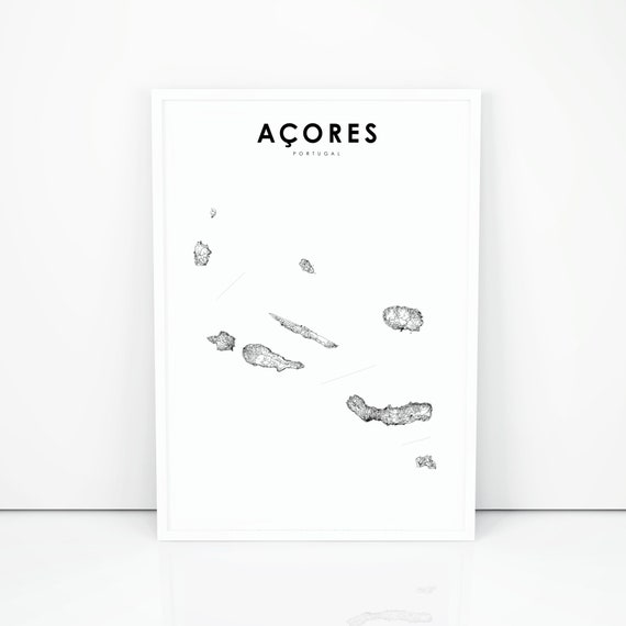 Azores Map Print Açores Portugal Road Map Poster São Miguel | Etsy