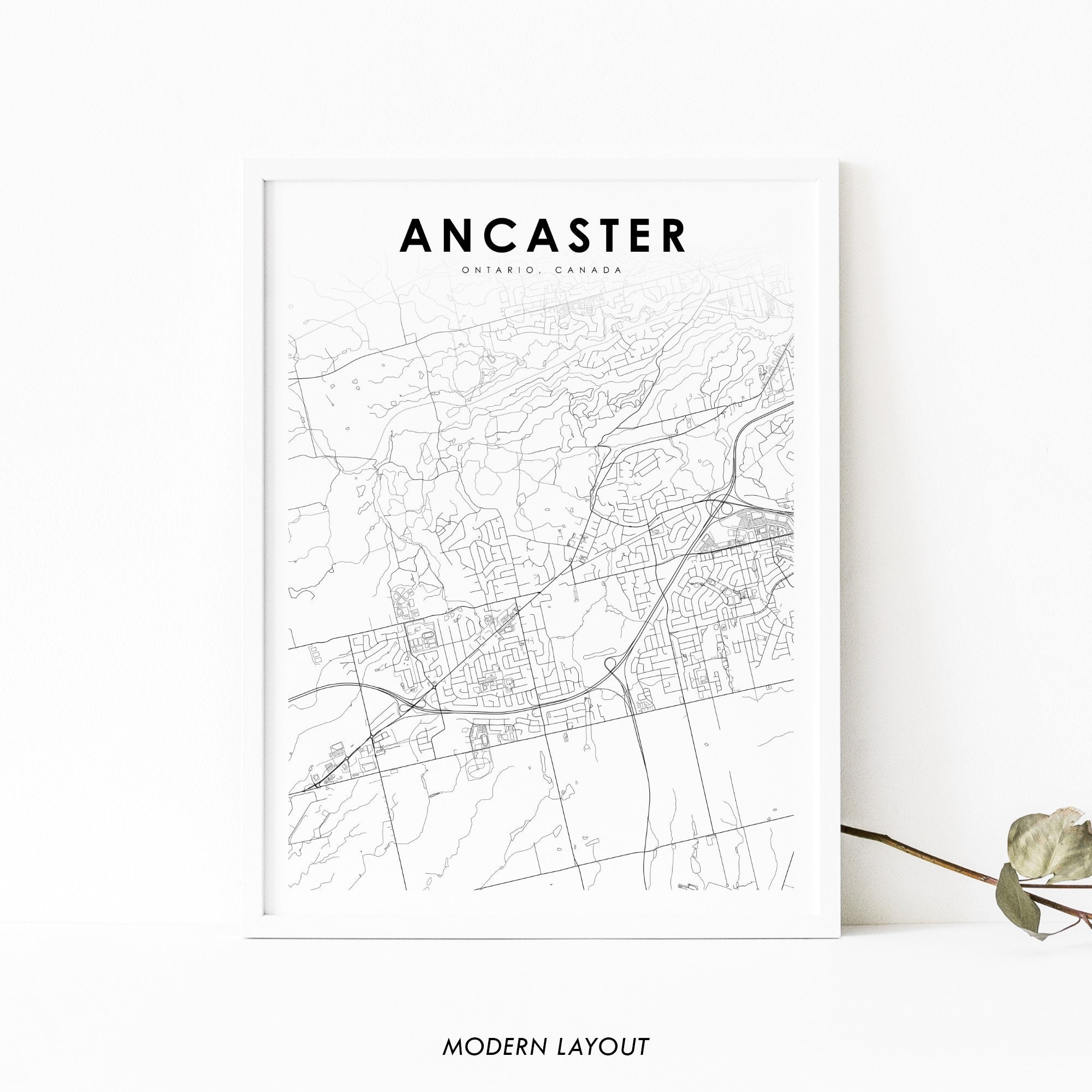 Ancaster Ontario Map Print ON Canada Map Art Poster | Etsy