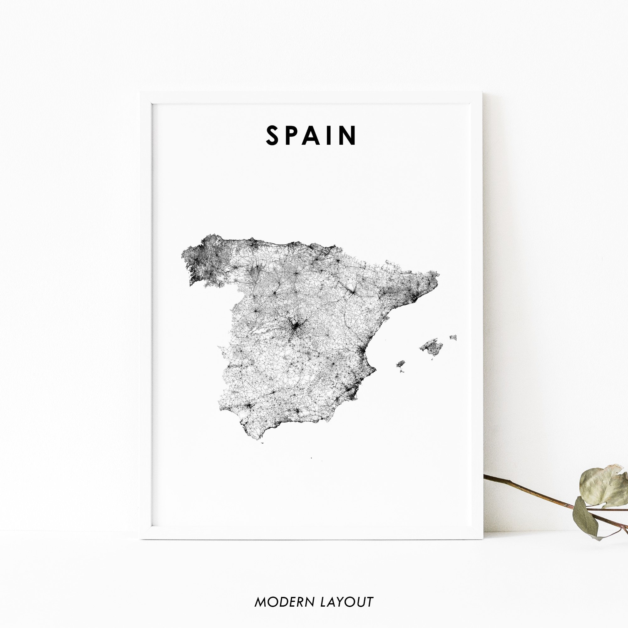 Spain Map Print, Country Road Map Poster, España Madrid Barcelona Map ...