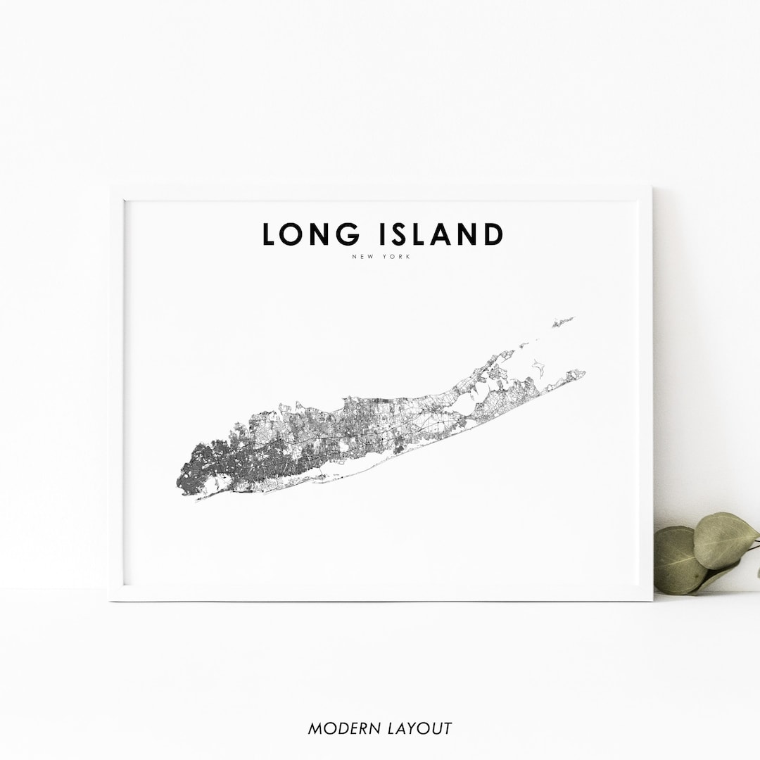 Long Island NY Map Print, New York Road Map Print, Queens USA United ...