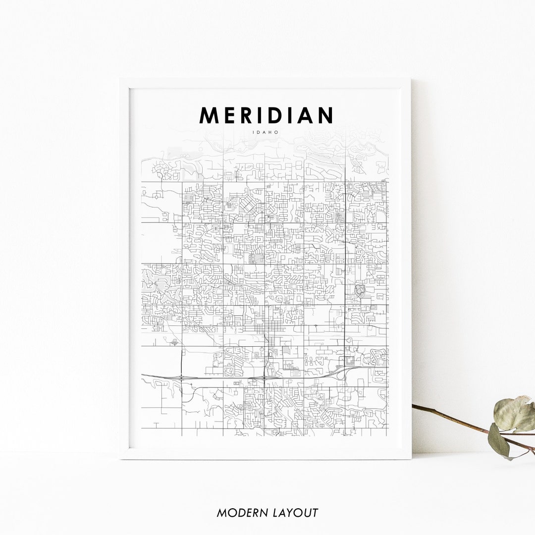 Meridian ID Map Print, Idaho USA Map Art Poster, Ada County, City ...