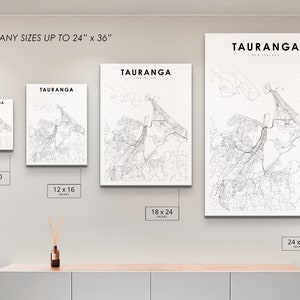 Tauranga New Zealand Map Print, Map Art Poster, Bay of Plenty City Road ...