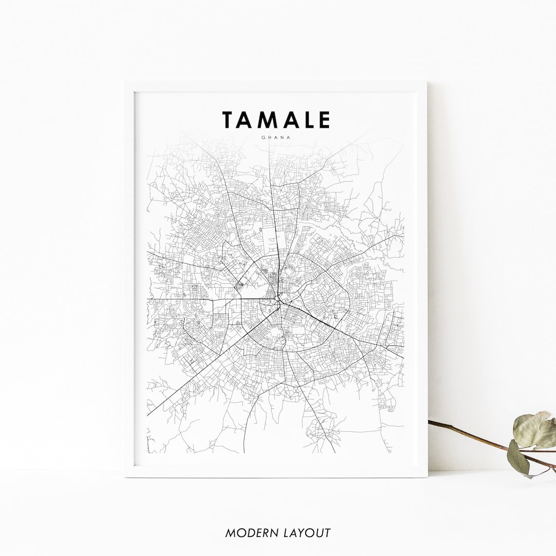 Tamale Ghana Map Print, Map Art Poster, City Street Road Map Print ...