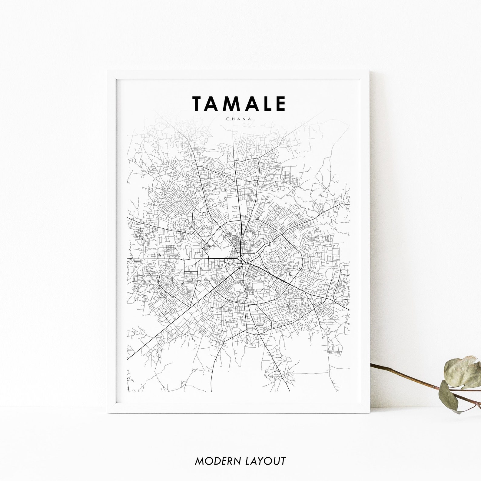 Tamale Ghana Map Print, Map Art Poster, City Street Road Map Print ...