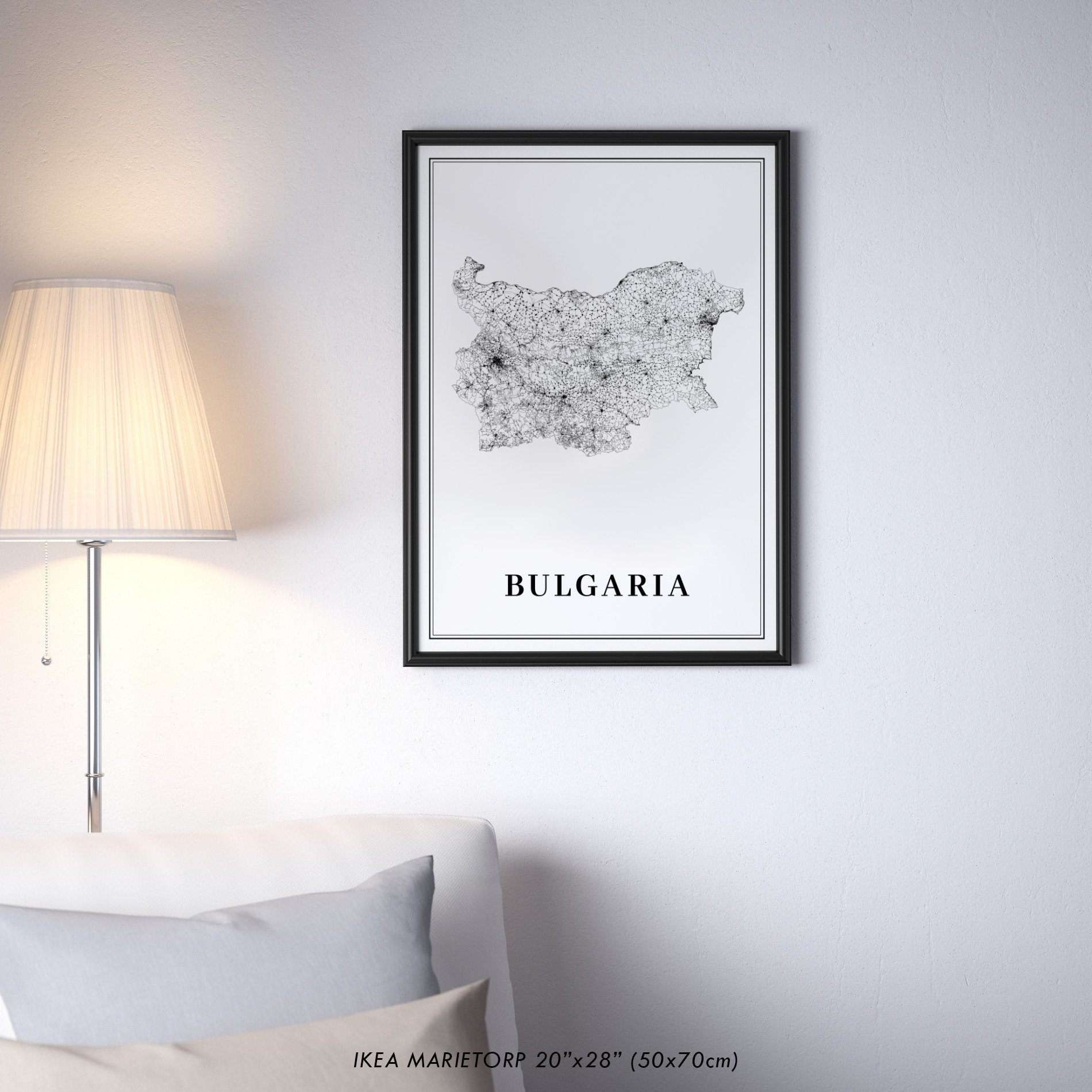 Bulgaria Map Print, Road Map Art Poster, България Bǎlgariya Balgariya ...