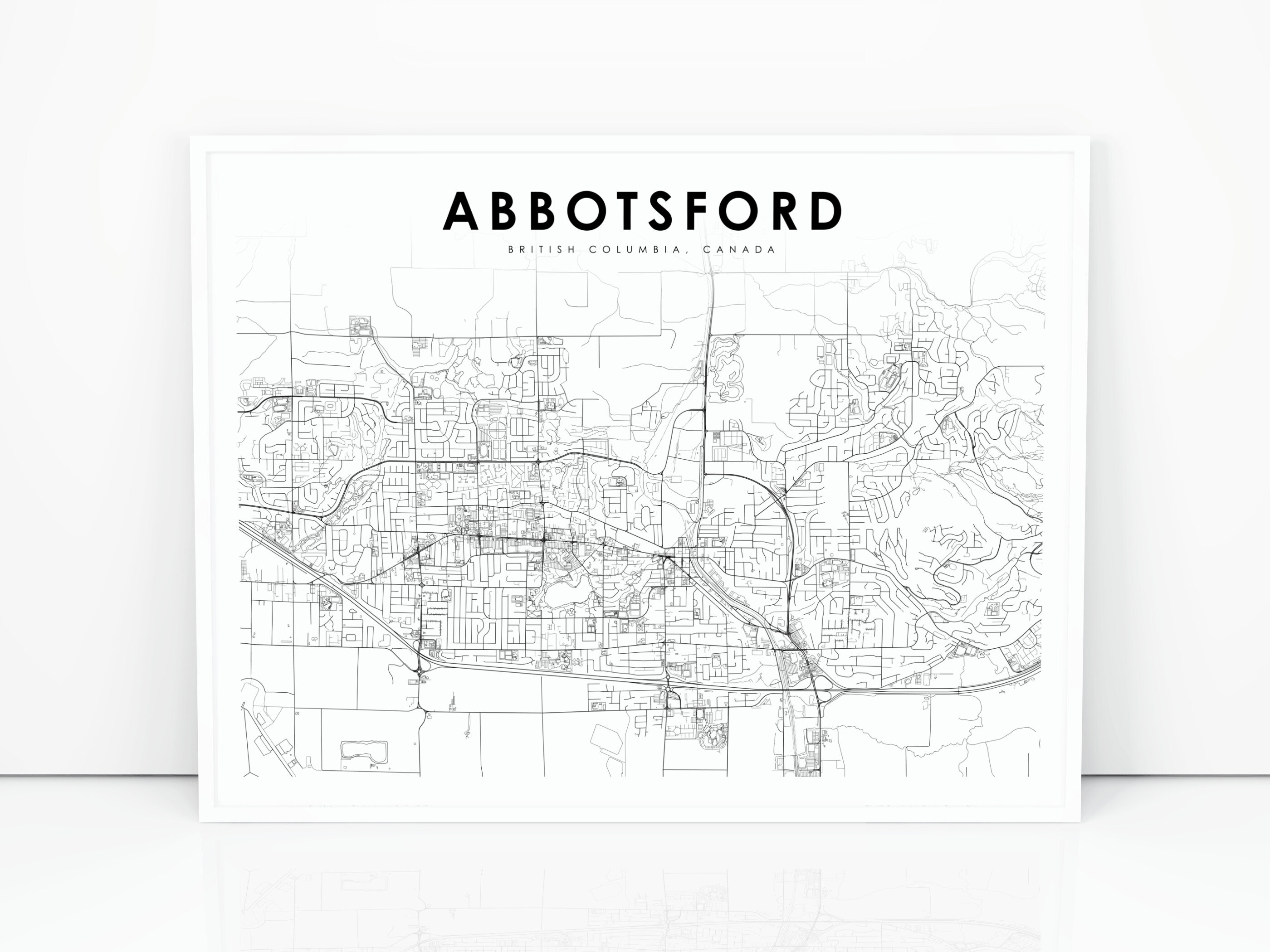 Abbotsford BC Map Print British Columbia Canada Map Art | Etsy