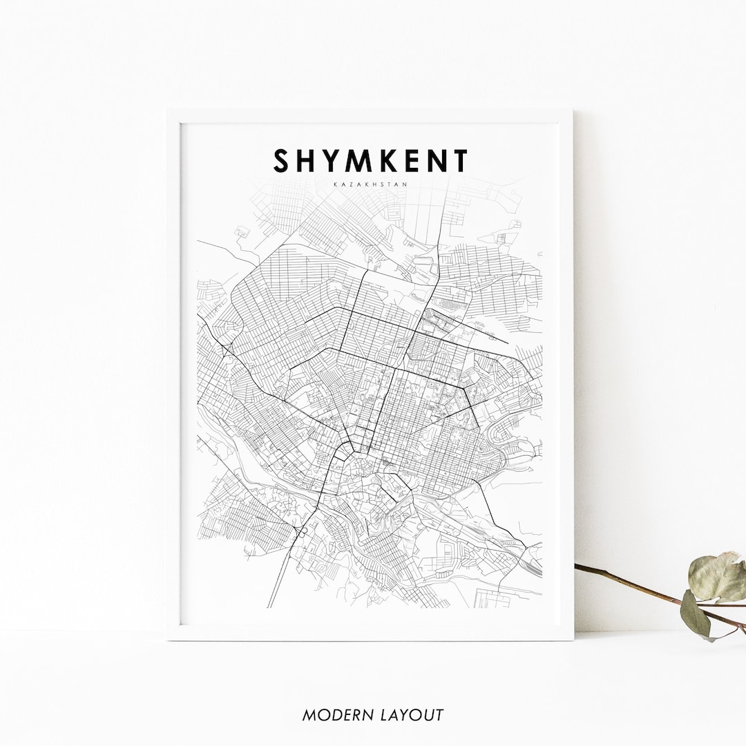 Shymkent Kazakhstan Map Print, Шымкент Республикасы Map Art Poster City ...