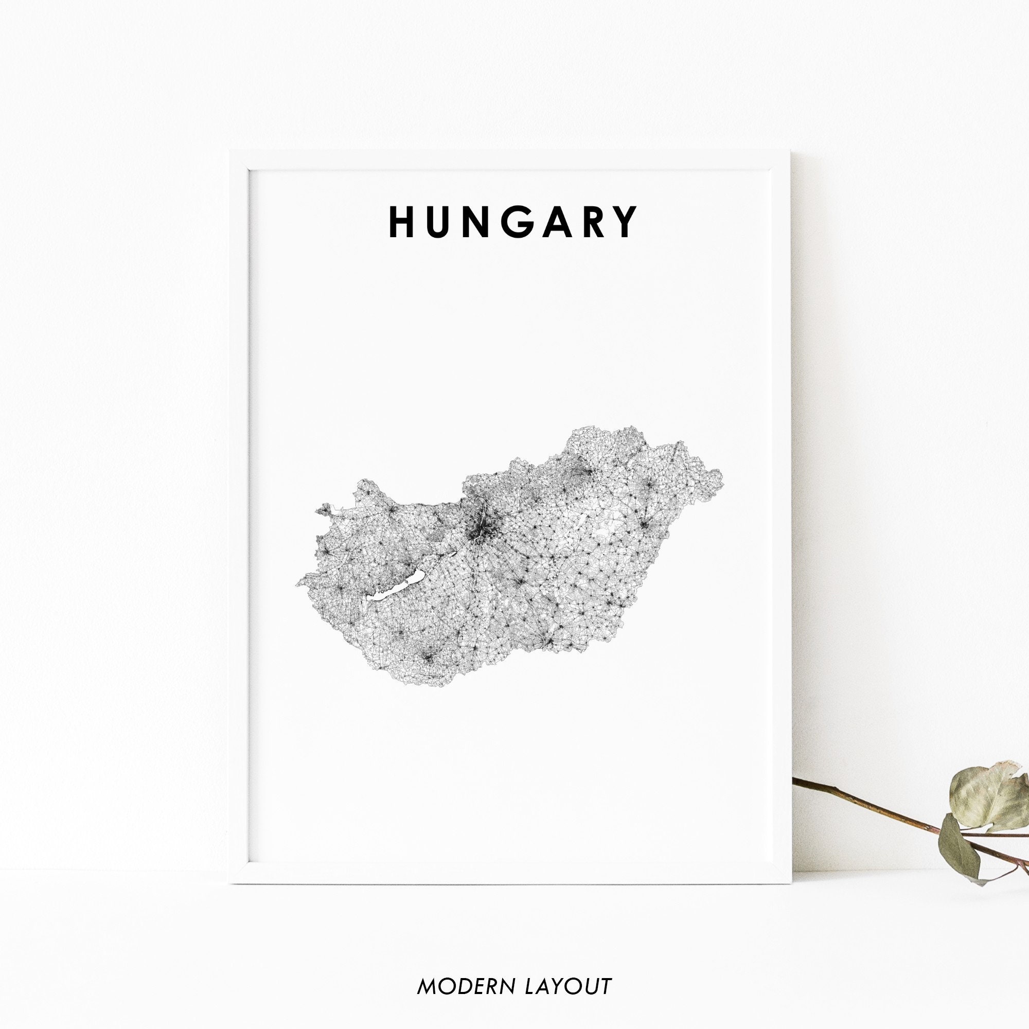 Hungary Map Print Country Road Map Art Poster Magyarország | Etsy