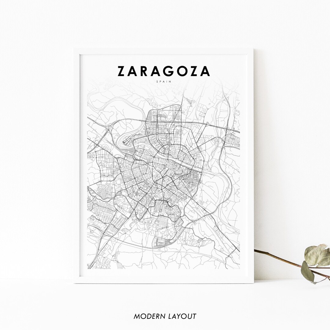Zaragoza Spain Map Print Map Art Poster Saragossa Aragon - Etsy UK