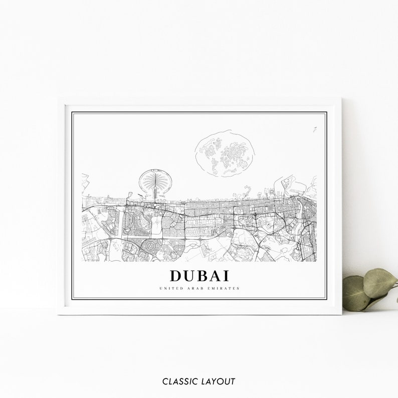 Dubai UAE Map Print, United Arab Emirates Map Art Poster, دبي Dubay ...