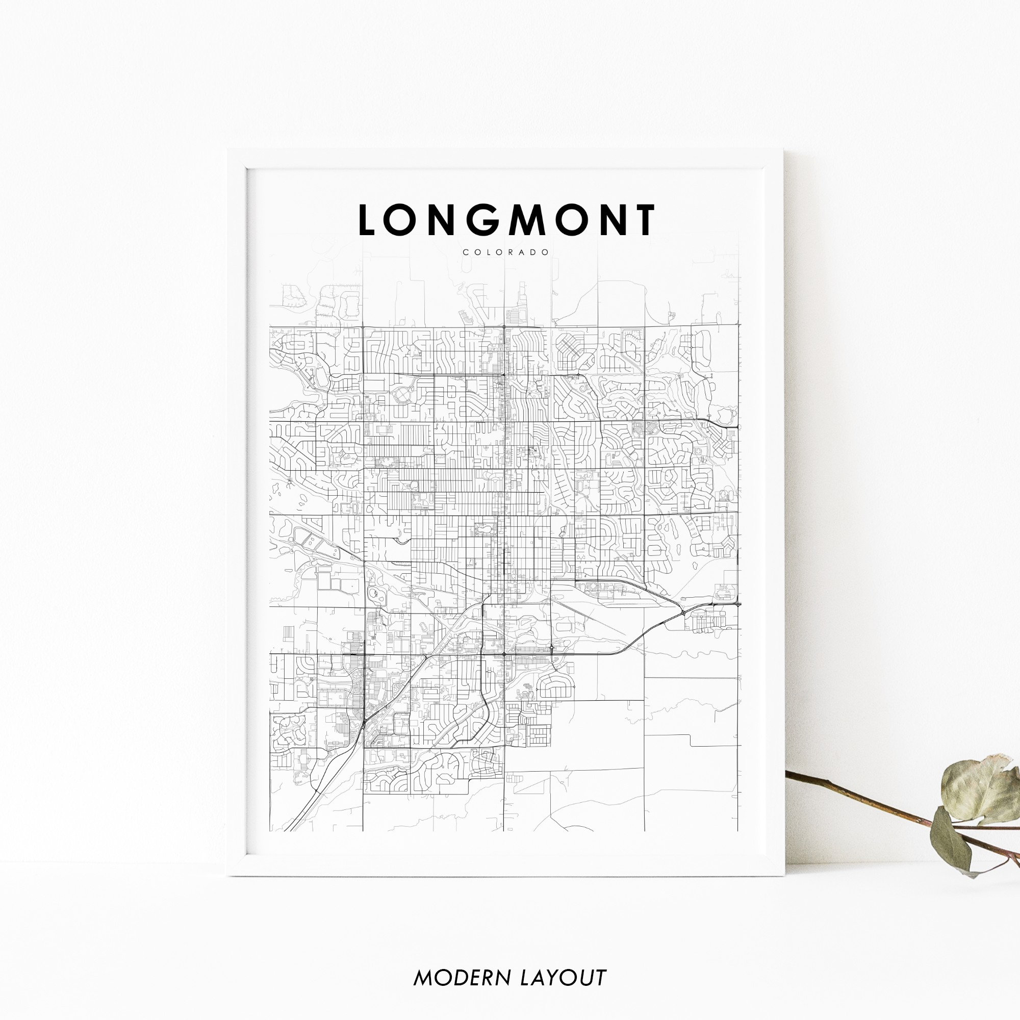 Longmont CO Map Print, Colorado USA Map Art Poster, Boulder Weld, City ...