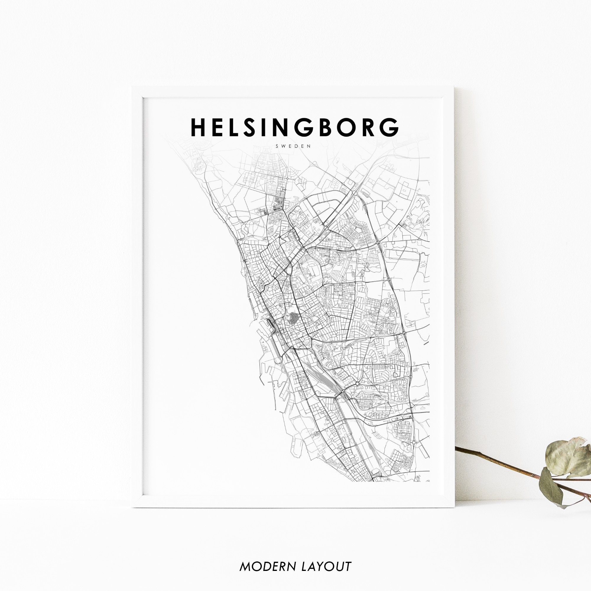 Helsingborg Sweden Map Print Map Art Poster Hälsingborg - Etsy