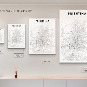 Pristina Kosovo Map Print, Map Art Poster, Prishtina Prishtinë, City ...