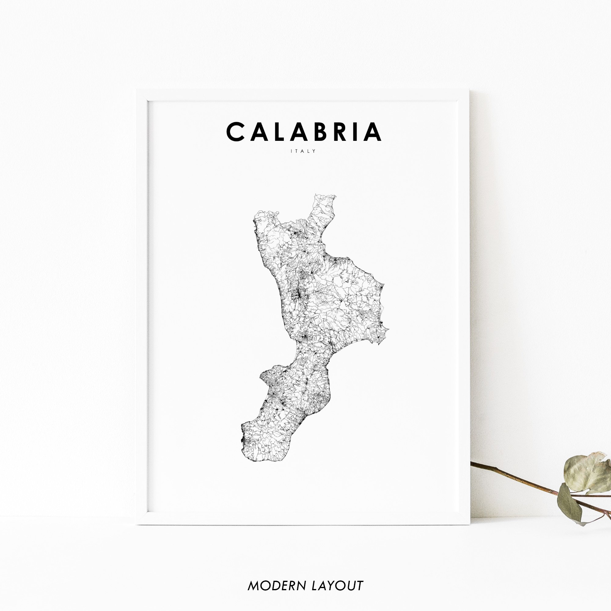 Calabria Italy Map Print Road Map Art Poster Calàbbria - Etsy