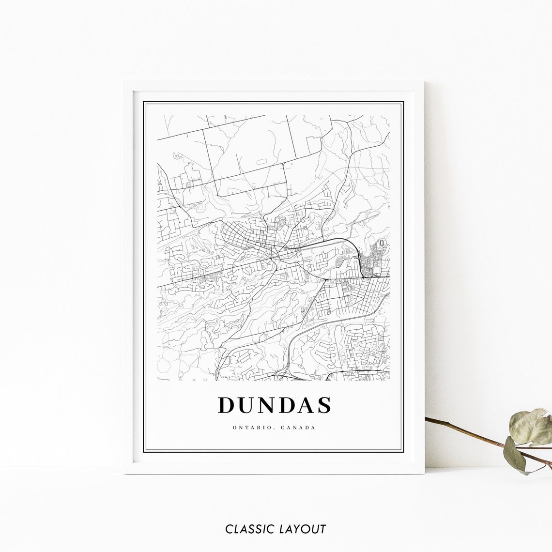 Dundas Ontario Map Print, ON Canada Map Art Poster, Hamilton, City ...