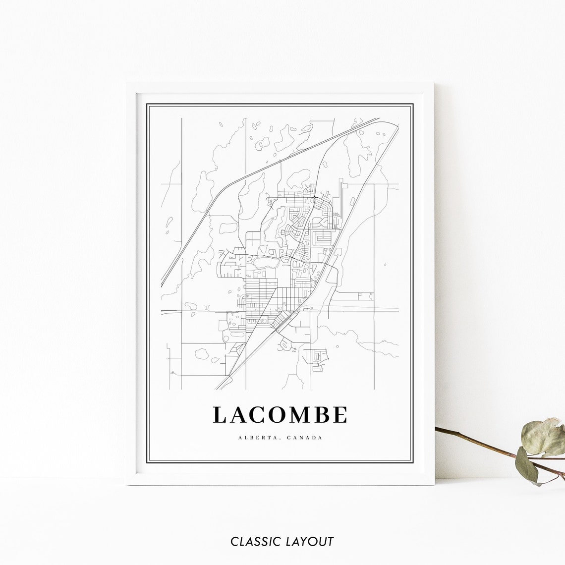 Lacombe Alberta Map Print AB Canada Map Art Poster Red Deer | Etsy